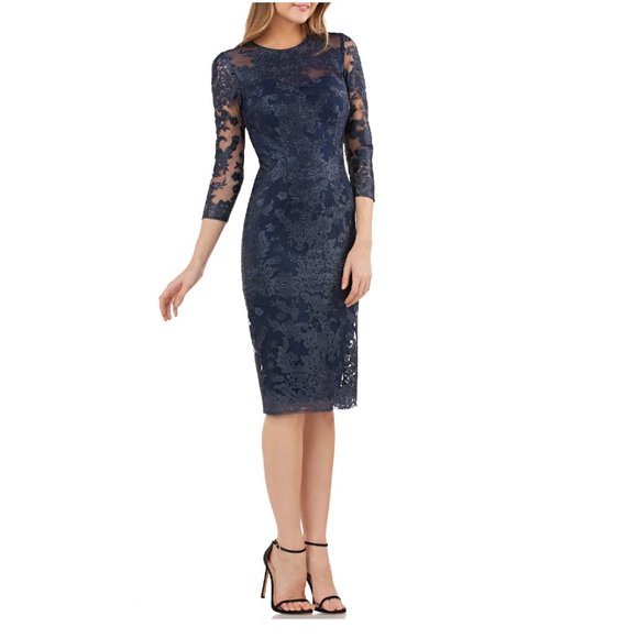 JS Collections | Dresses | Js Collections Embroidered Lace Sheath Dress ...